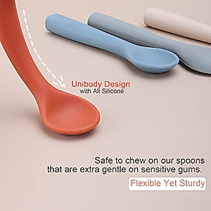 Silicone Toddler Spoon for 1 Year+, Soft Children Training Spoons for Self-feeding, Food Grade Silicone Baby Cutlery, Dishwasher Safe and BPA FREE Set of 5 - Dilovely