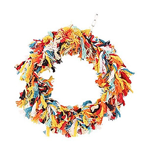 Balacoo Bird Swings Cotton Rope Hanging Perch Wreath Parrot Bite Toy Bird Beak Grinder Stand Ring Xmas Tree Ornament for Parakeets Cockatiels Macaws Finches