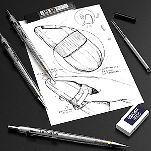 Nicpro 3 PCS 0.5 mm Art Mechanical Pencil Set with Case, Drafting Pencil 0.5mm with 3 Tubes HB Lead Refills, Eraser for School Supplier, Architect Art Writing, Drafting, Drawing, Sketching