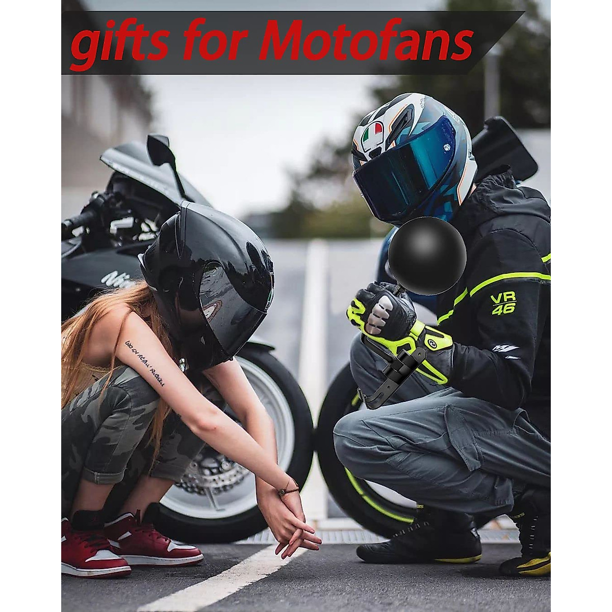 SANGMO 180° Motorcycle Helmet Rack, Rotation Metal Helmet Holder Wall Mounted Helmet Rack Motorcycle with 2 Hooks Helmet Hanger for Motorcycle Bike Coats, Caps, Baseballs and Rugby Helmet (2 Pack)