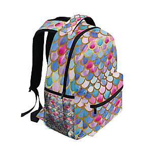 ZZKKO Colorful Mermaid Scale Boys Girls School Computer Backpacks Book Bag Travel Hiking Camping Daypack