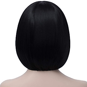 Bopocoko White Wigs for Women 12'' Short White Bob Hair Wig with Bangs Natural Synthetic Soft Wig Cute Colored Wigs for Daily Party Halloween BU027WH