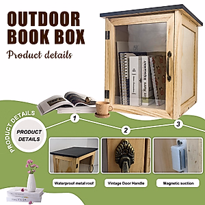 Little Free Library Box Outdoor Sharing Library Free Community Book Box Little Library Storage Bin Community Neighborhood Library Box for Outdoor and Indoors Sharing Books, Snacks, Toys, Dog Treats