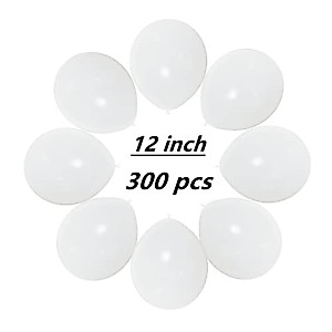 300 pack White Balloons, 12 Inch White Latex Balloons for Party Supplies and Decorations