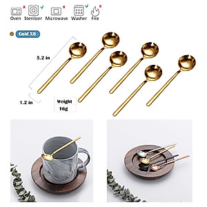 Sweejar 6-Piece Espresso Spoons 18/8 Stainless Steel Porcelain Espresso Cups with Saucers, 2.5 Ounce Stackable Cappuccino Cups