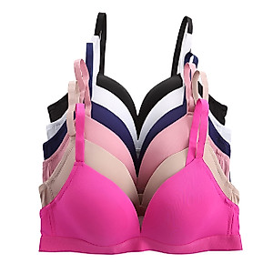 Women's 6 Pack No Wire Free Bra A-C Cup (40C)