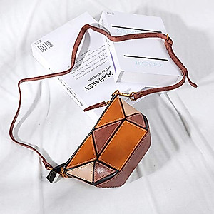 CENUNCO Leather Crossbody Purses for Women Color Block Small Purse Satchel Cute Bags Ladies Designer Handbags (Multicolor1)