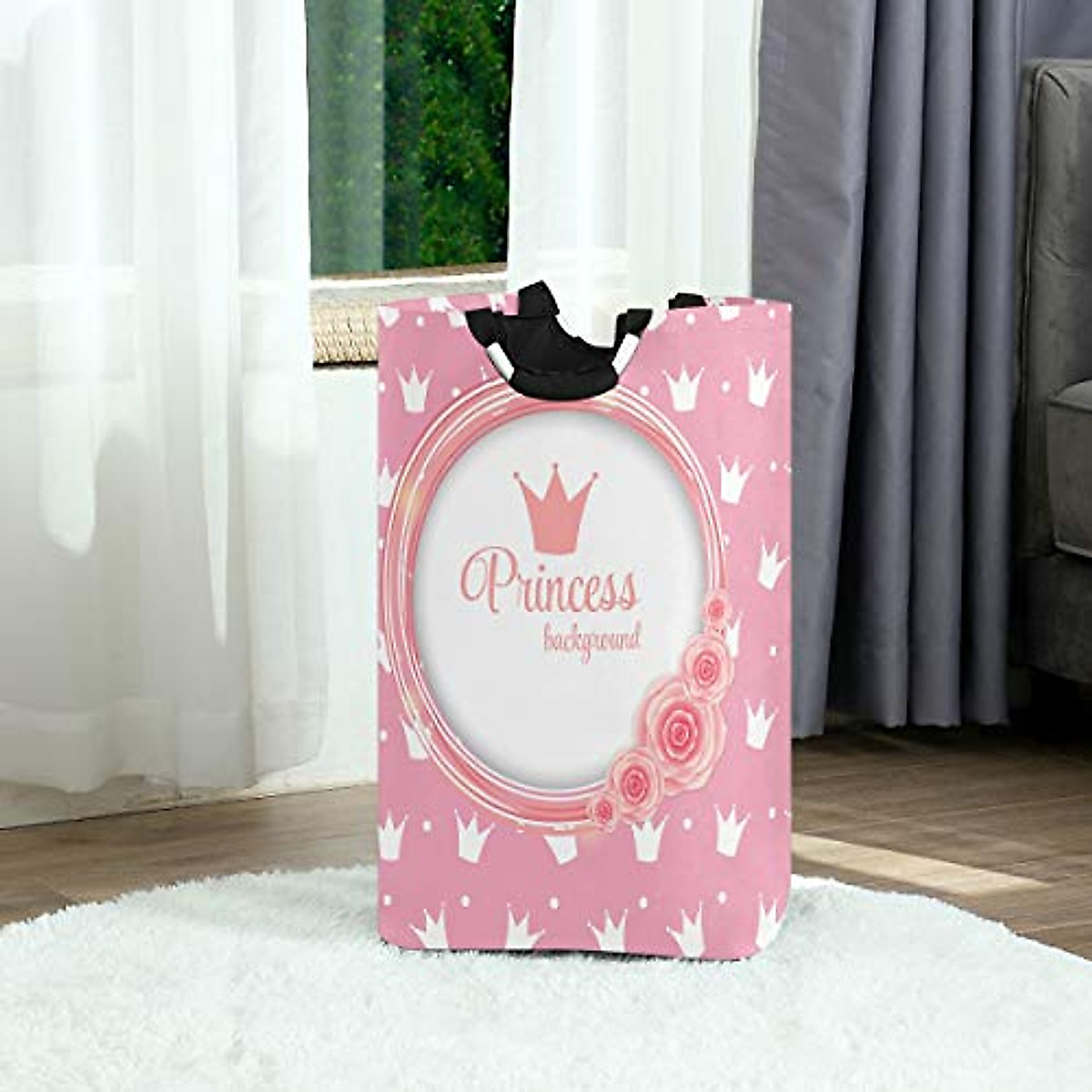 Princess Crown Laundry Basket Collapsible Fabric Laundry Hamper Washing Bin Folding Clothes Bag Mother's Day