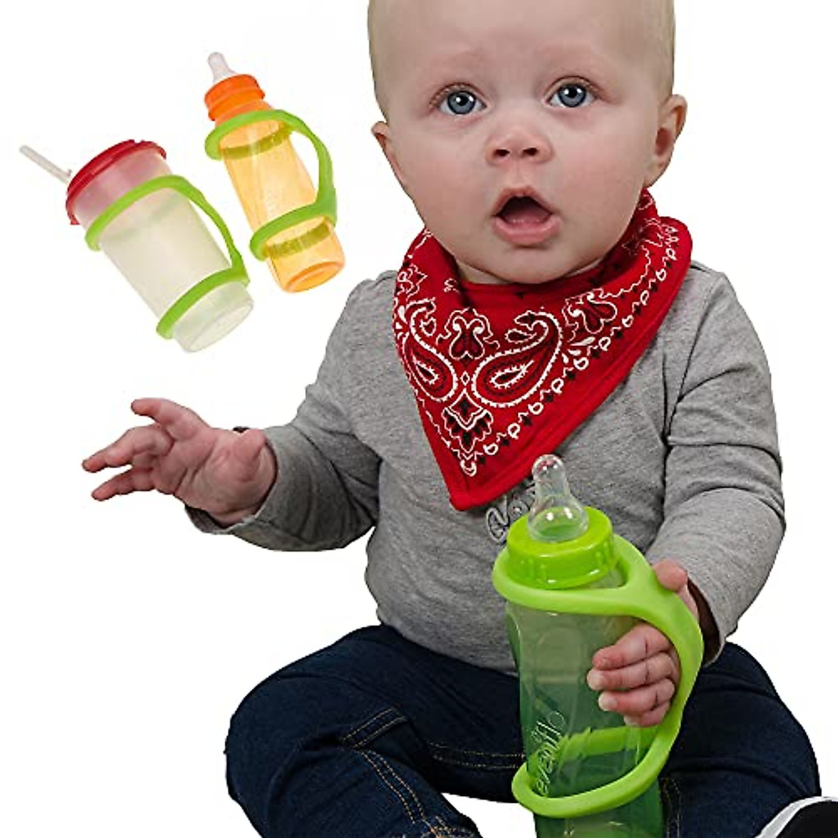 EazyHold Easy Grip Baby Sippy Cup Holder, 360 Transition Trainer Cup Alternative, Infant, Child, Adult Silicone Pediatric Adaptive Aid Band for Limited Hand Mobility, Cerebral Palsy - One Piece