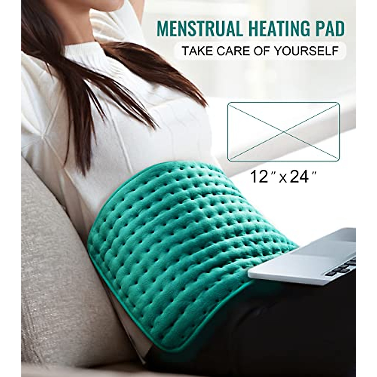 Heating Pad for Back Neck Shoulder Pain Relief, Gifts for Women, Men, Mom, Dad, Christmas, Mothers Day, Fathers Day, Electric Heating Pads with Auto Shut Off & 6 Heat Settings, Moist Dry Heat Options