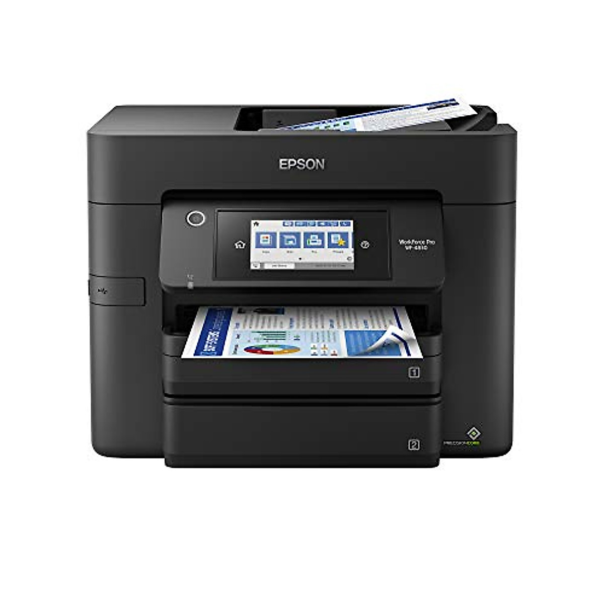 Epson Workforce Pro WF-4830 Wireless All-in-One Printer with Auto 2-Sided Print, Copy, Scan and Fax, 50-Page ADF, 500-sheet Paper Capacity, and 4.3" Color Touchscreen, Works with Alexa, Black, Large
