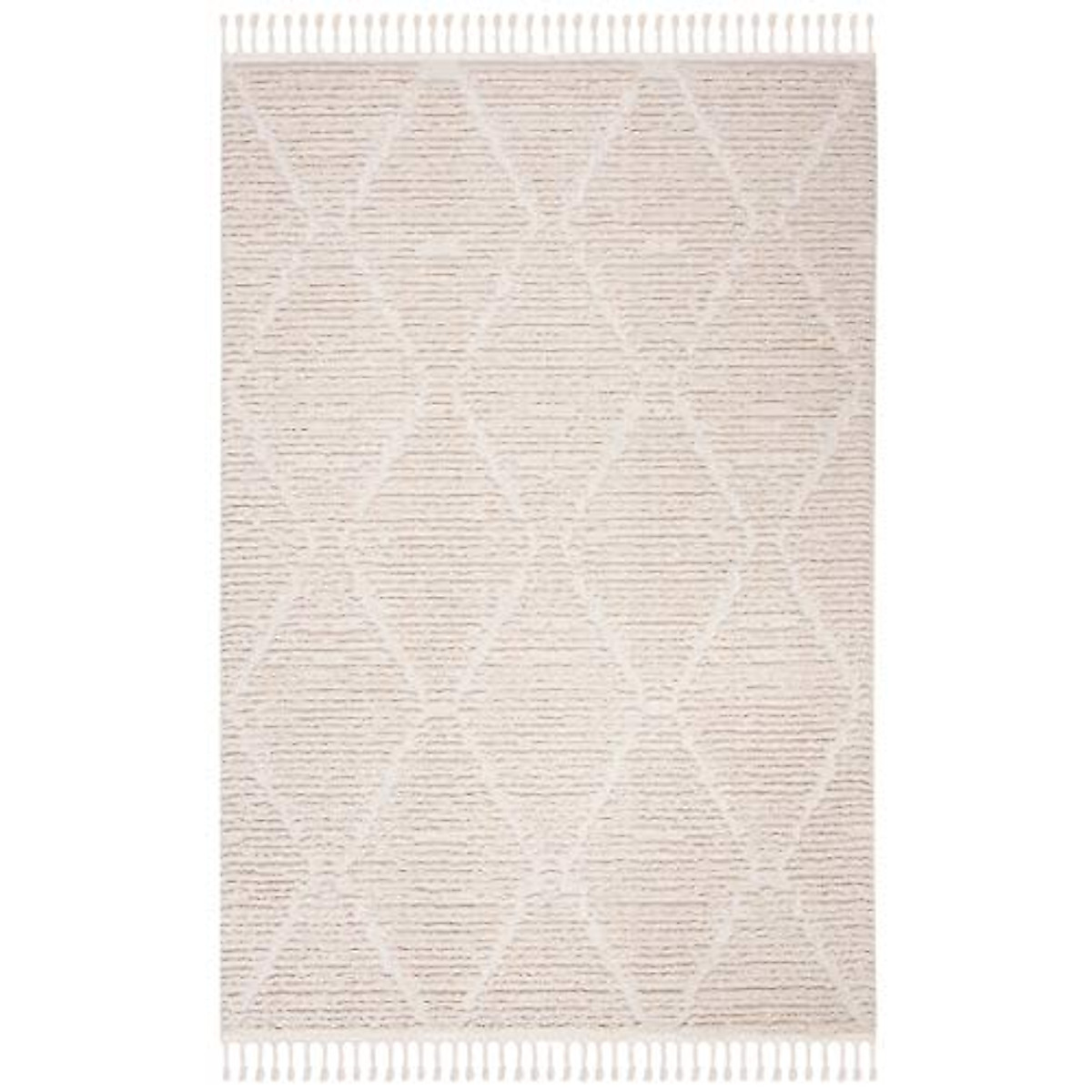 SAFAVIEH Marrakech Collection Area Rug - 9' x 12', Beige, Moroccan Boho Tribal Tassel Design, Non-Shedding & Easy Care, Ideal for High Traffic Areas in Living Room, Bedroom (MRK517C)