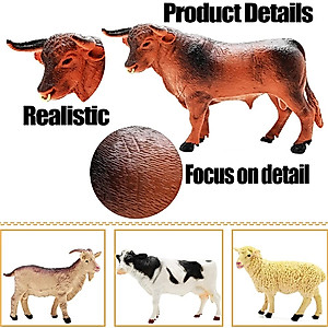 Farm Animals Figurines Toys, 53PCS Realistic Plastic Farm Playset with Fences Soil Puzzle Blocks, Farm Figures Learning Educational Toys for Boys Girls, Toddlers Cupcake Topper Birthday Set