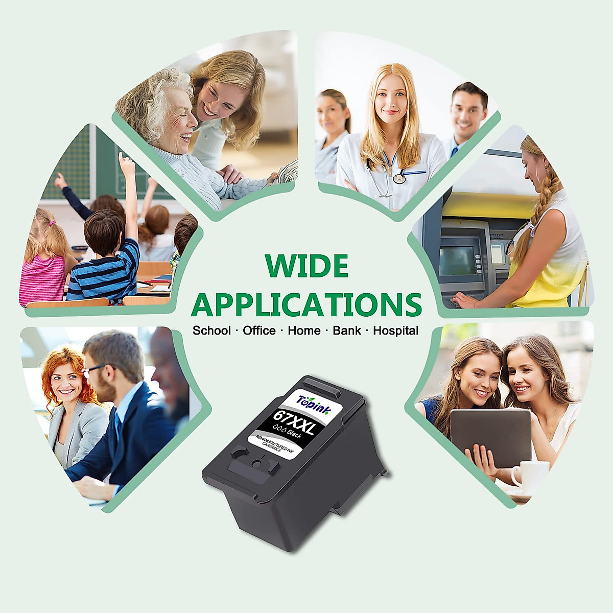 67XL Ink Cartridges Black Color Combo Pack for HP Printer Ink 67 67 XL XXL for Envy 6000 6055 6055e 6052 6058 6075 Envy Pro 6400 6455 6455e 6452 6458 DeskJet 1255 2732 2752 2755 2755e 4140 4152 4155