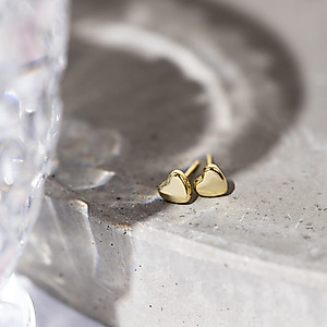 PAVOI 14K Yellow Gold Plated 925 Sterling Silver Earrings | Tiny Heart Stud Earrings | Gold Stud Earrings for Women