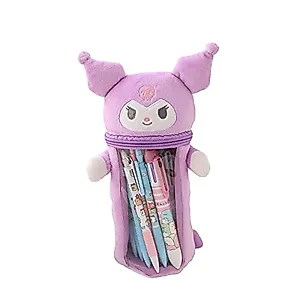 Cute Pencil Case Plush Pouch, Teen Girl Gift Bag Make Up Case, Cute Anime Cosmetic Bag Stationary Kawaii Pencil Box (Purple)