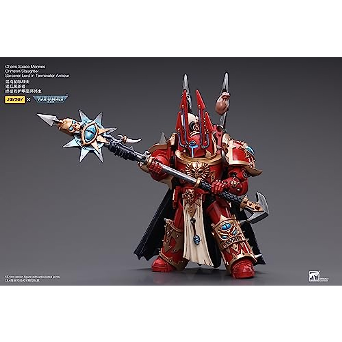 JoyToy Warhammer 40K: Chaos Space Marines Crimson Slaughter Sorcerer Lord in Terminator Armour 1:18 Scale Figure