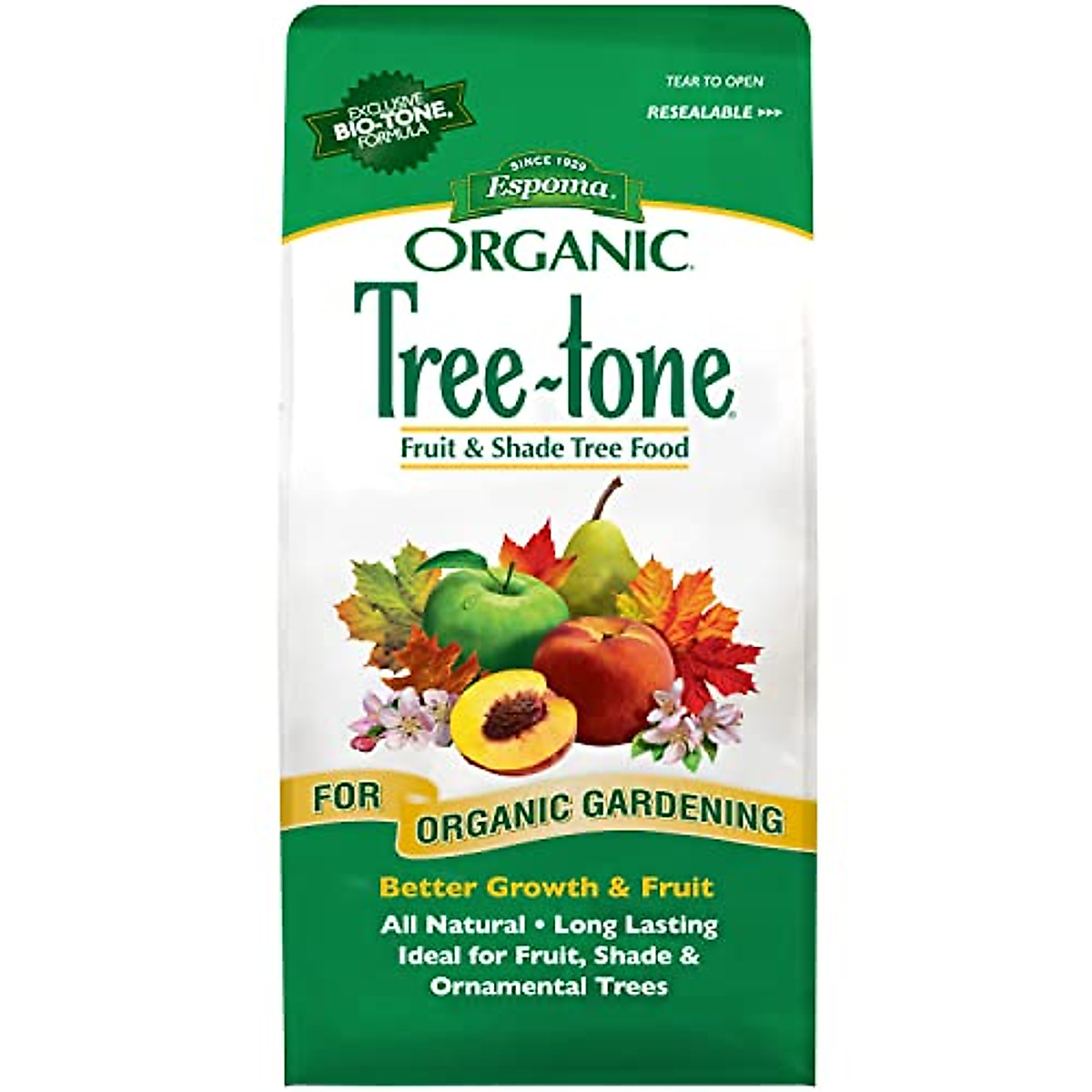 Espoma Organic Tree-Tone 6-3-2 Natural & Organic Fertilizer and Plant Food; 4 lb. Bag; Organic Fertilizer for All Trees. Use for Fruit Trees Like Peach & Apple Trees and All Shade Trees.