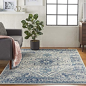 Nourison Tranquil Persian Ivory/Light Blue 5'3" x 7'3" Area -Rug, Easy -Cleaning, Non Shedding, Bed Room, Living Room, Dining Room, Kitchen (5x7)