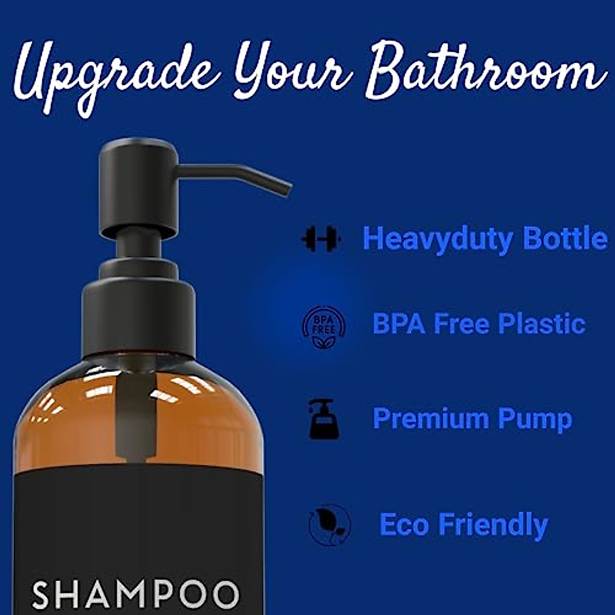 Shampoo & Conditioner Dispenser Bottle Set of 3-16.9 oz, Empty Shampoo Bottle for Bathroom & Shower, Refillable Body Wash Bottle with Pump for Shower Wall, Bathroom Essentials & Gift