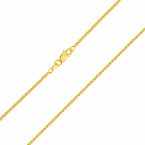 Jewelry America 14k Yellow Gold 1mm Square Braided Classic Wheat Chain Necklace with Lobster Claw Clasp, 16"