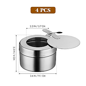 4pcs Buffet Warmer Fuel Holder with Cover Chafer Stainless Steel Canned Heat Fuel Box Burner Chafer Canned for Buffet Barbecue Party