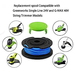 29252 Weed Eater Spool for Greenworks Weed Eater String Replacement Spool, 0.065"-16ft Trimmer Line Replacement Spool for Greenworks Weed Wacker String Trimmer 24V 40V (10 Spool+2 Cap)