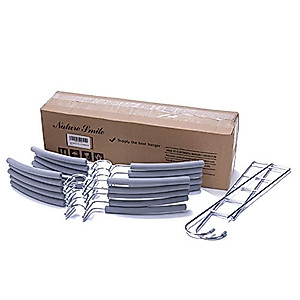 Nature Smile 2 Pack 5 in 1 Anti Slip Multiple Sweater Coat Hangers,Multi Layers Wardrobe Clothes Rack,Heavy Duty Metal Space Saver Shirt Blouse Hanger Closet Storage Organizer,Light Grey Color