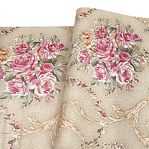 LovingWay 14.7 Feet Wallpaper Roll Floral Shelf Liner 17.7x177 Inch Self-Adhesive Dresser Drawer Covering Paper DIY Makeup Organizers Boxes Yellow Rose