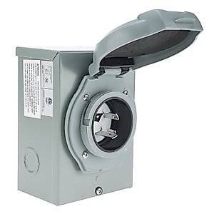 Finderomend 30 Amp Generator Power Inlet Box,125 Volt,NEMA L5-30P Power Inlet Box for 3 Prong Generator Cord,3750 Watts Generator Inlet Box,Weatherproof for Outdoor Use, ETL Listed