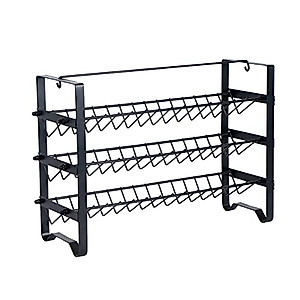 H-SPACE Spice Rack Organizer for Cabinets, 3 Tier Spice Rack Organizer, Removable Countertop Spice Rack, Freestanding Spice Jar Organizer for Kitchen Counter (Black)