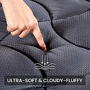 SLEEP ZONE Cooling Queen Mattress Pad, Premium Zoned Quilted Fitted Mattress Topper, Elastic Mattress Protector Cover, Machine Wash Durable, Deep Pocket 8-21 inch (Grey, Queen)