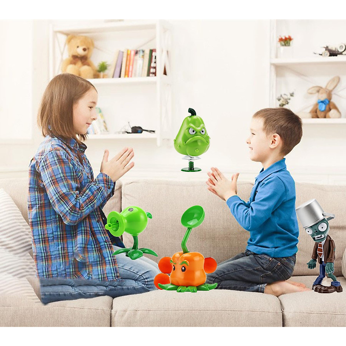 JHESAO 4 PCS Plants and Zombies Toys Action Figures Zombies PVZ Toys Sets 1 2 Series Great Gifts for Kids and Fans,Birthday and Christmas Party