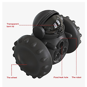 for Small Dry Treat Dog Food Toy Interactive, Robot Food Dispensor Treat Toy, Interactive Cat Treat Toy, Dog Food Puzzle Feeder, Slow Feeder Cat Treat Puzzle Toys for Small Medium Dogs/Cats (Black)