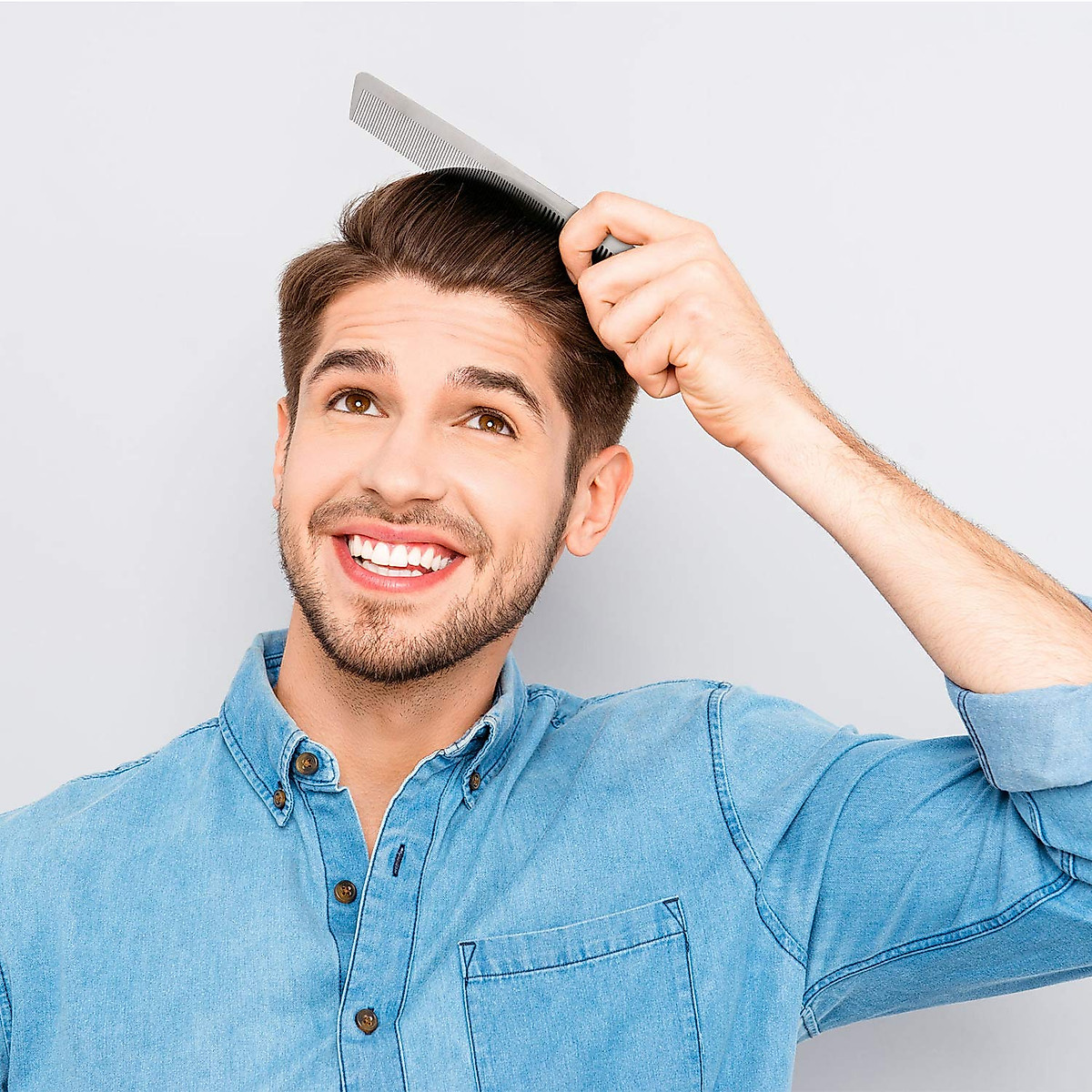 3 Pieces Metal Barber Combs Stainless Steel Hair Comb Fine Cutting Comb Hair Styling Hairdressing Comb Salon Detangler Comb for Women and Men (Fine Cutting Comb)