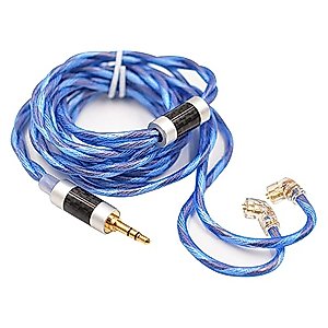 KZ Headphone/Earbuds/in-Ear Earphone Upgrade Cable,Upgrade 498-core Single Crystal Copper Silver-Plated Cable 0.75MM 2pin Gold-Plated pin 3.5mm Audio Plug (C Pin Translucent Blue)
