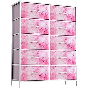 Sorbus Kids Dresser with 10 Drawers - Storage Unit Organizer Chest for Clothes - Bedroom, Kids Room, Nursery, & Closet - Steel Frame, Wood Top & Handles, and Easy Pull Fabric Bins