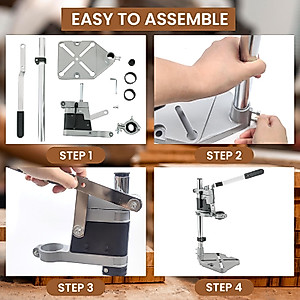 AMGSH Double Mounting Drill Press Stand Bench Clamp Tool for Hand Drill Workstation | Adjustable Benchtop Single Hole Table Repair Tool with Aluminum Base Compatible, Portable