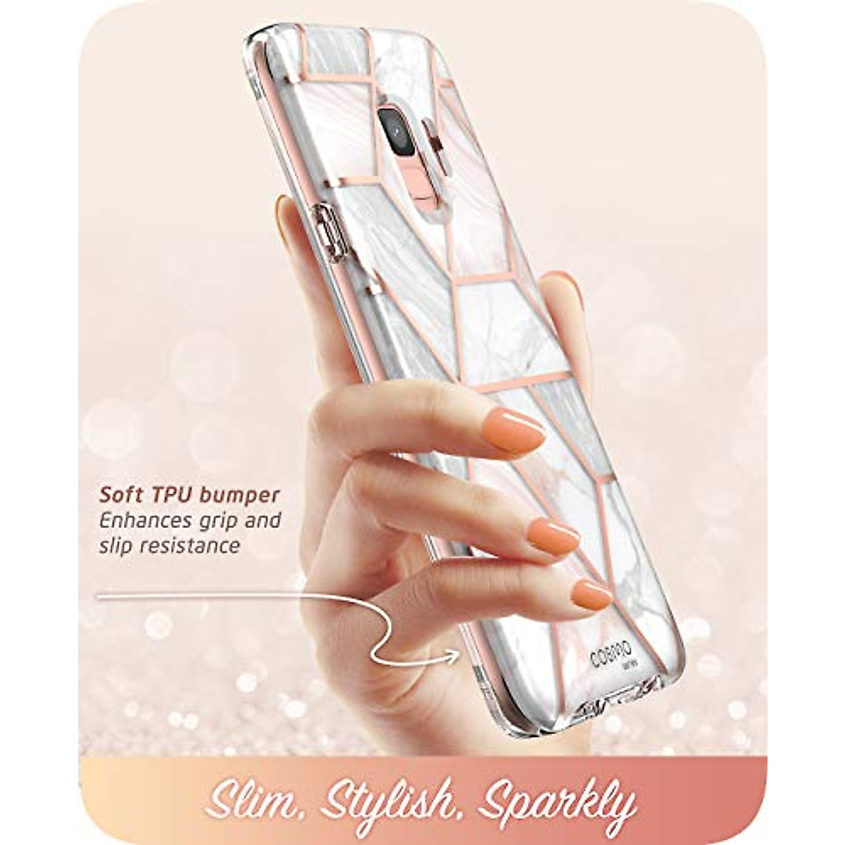 i-Blason Cosmo Series Case for Galaxy S9 (2018 Release), Slim Full-Body Stylish Protective Case with Built-in Screen Protector (Marble)