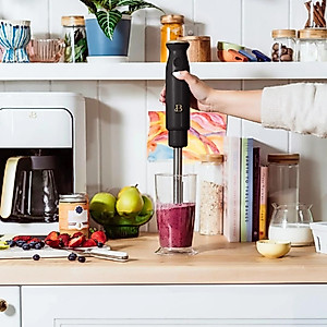 The Beautiful 2-Speed Immersion Blender with Chopper & Measuring Cup, Black Sesame by Drew Barrymore
