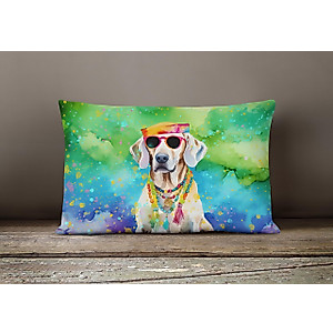 Caroline's Treasures DAC2565PW1216 Weimaraner Hippie Dawg Fabric Decorative Pillow Machine Washable, Indoor Outdoor Decorative Pillow for Couch, Bed or Patio, 12HX16W