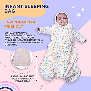 Baby Sleep Sack and Baby Bibs with 100% Cotton Material Toddler Sleeping Sack, Cute and Comfortable Baby Swaddle Sack has Adjustable Length for Infants and Toddlers (White, 6-15 Months)