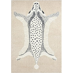 Abani Nuevo Collection Area Rug -Modern Ivory/Beige Faux Hide Design -7'9" x 10'2" - Easy to Clean - Durable for Kids and Pets - Non-Shedding - Medium Pile - Soft Feel - Living Room, Bedroom & Office