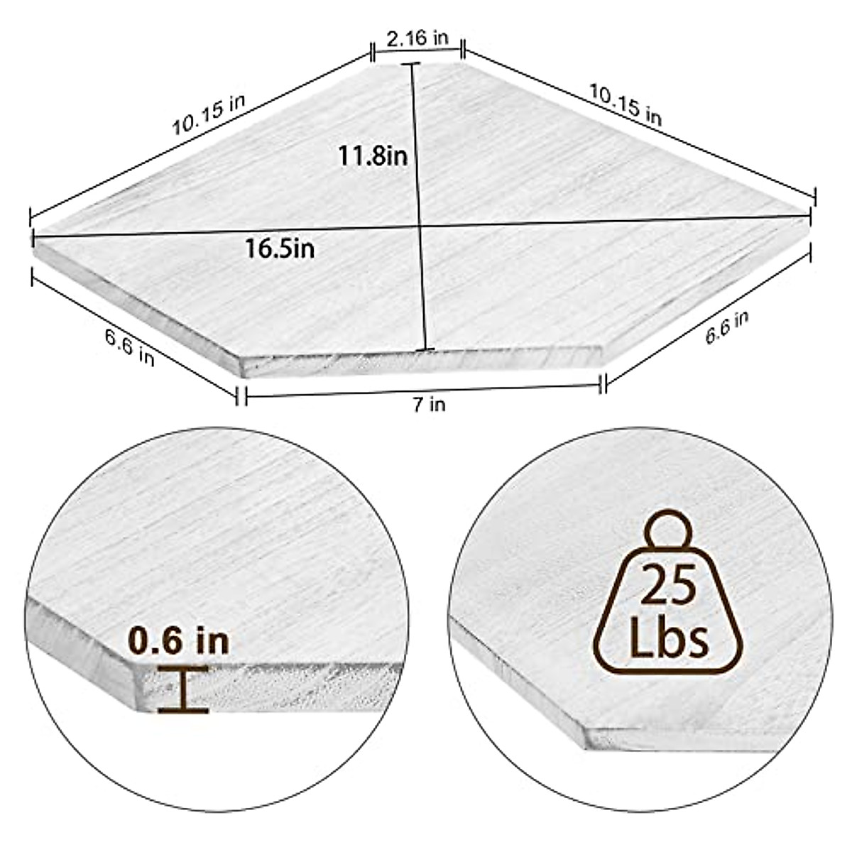 SEHERTIWY Corner Floating Shelves for Wall, 5 Tier Rustic Wall Shelves Corner Storage Shelves Small Shelf White Floating Shelves for Bedroom, Living Room, Bathroom, Kitchen