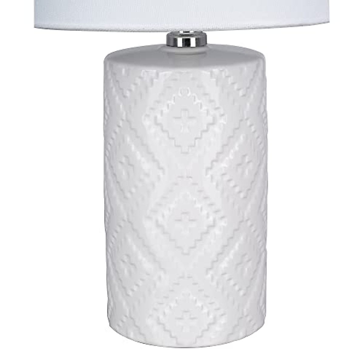 Catalina 23096-000 Farmhouse Quilt-Style Textured Ceramic Table Lamp, 15.5", White