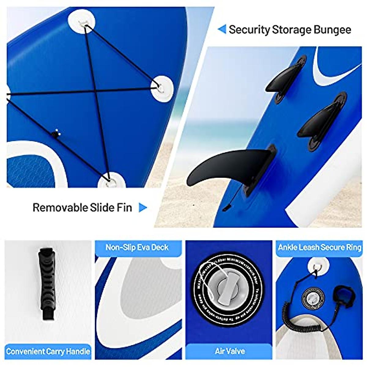 GYMAX Inflatable Stand Up Paddle Board, 6” SUP with Premium Complete Accessories, Backpack, Pump, Leash, Paddle & Removable Fins, Portable Stand Up Boat for All Skill Level