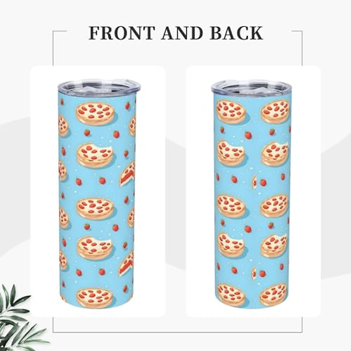 Tangopi Pizza 20 oz Tumbler with Lid and Straw Insulated Travel Coffee Mug Reusable Spill Proof Coffee Cups Stainless Steel Water Bottle for Hot and Cold Drinks