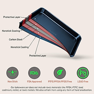 NutriChef Non-Stick Cookie Sheet Baking Pans - 2-Pc. Professional Quality Kitchen Cooking Non-Stick Bake Trays w/ Blue Diamond Coating Inside & Outside, Dishwasher Safe - NutriChef, One Size