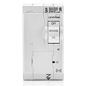 Leviton LB240-GS 40A 2-Pole Plug-On Smart GFCI Branch Circuit Breaker, Hydraulic Magnetic, 120/240 VAC, White
