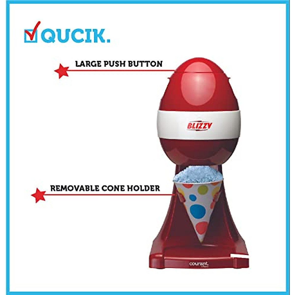 Courant CSM2081 Snow Cone Maker, Festive Red